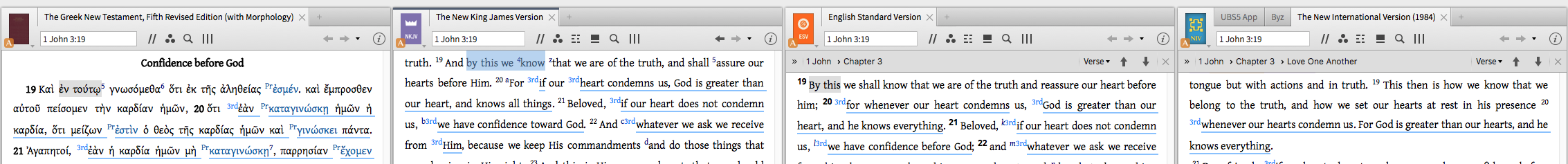 BUG? Tagging error NKJV 1 John 3:19 — Logos Community